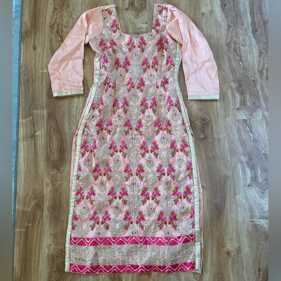 Salwar Kameez | Lehengas | Pink Pajami Three Piece Suit Wedding Floral ...